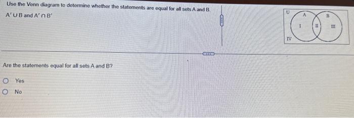 Solved Use the Venn diagram to determine whether the | Chegg.com