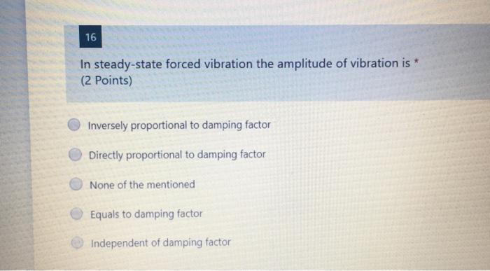 Solved 16 In steady-state forced vibration the amplitude of | Chegg.com
