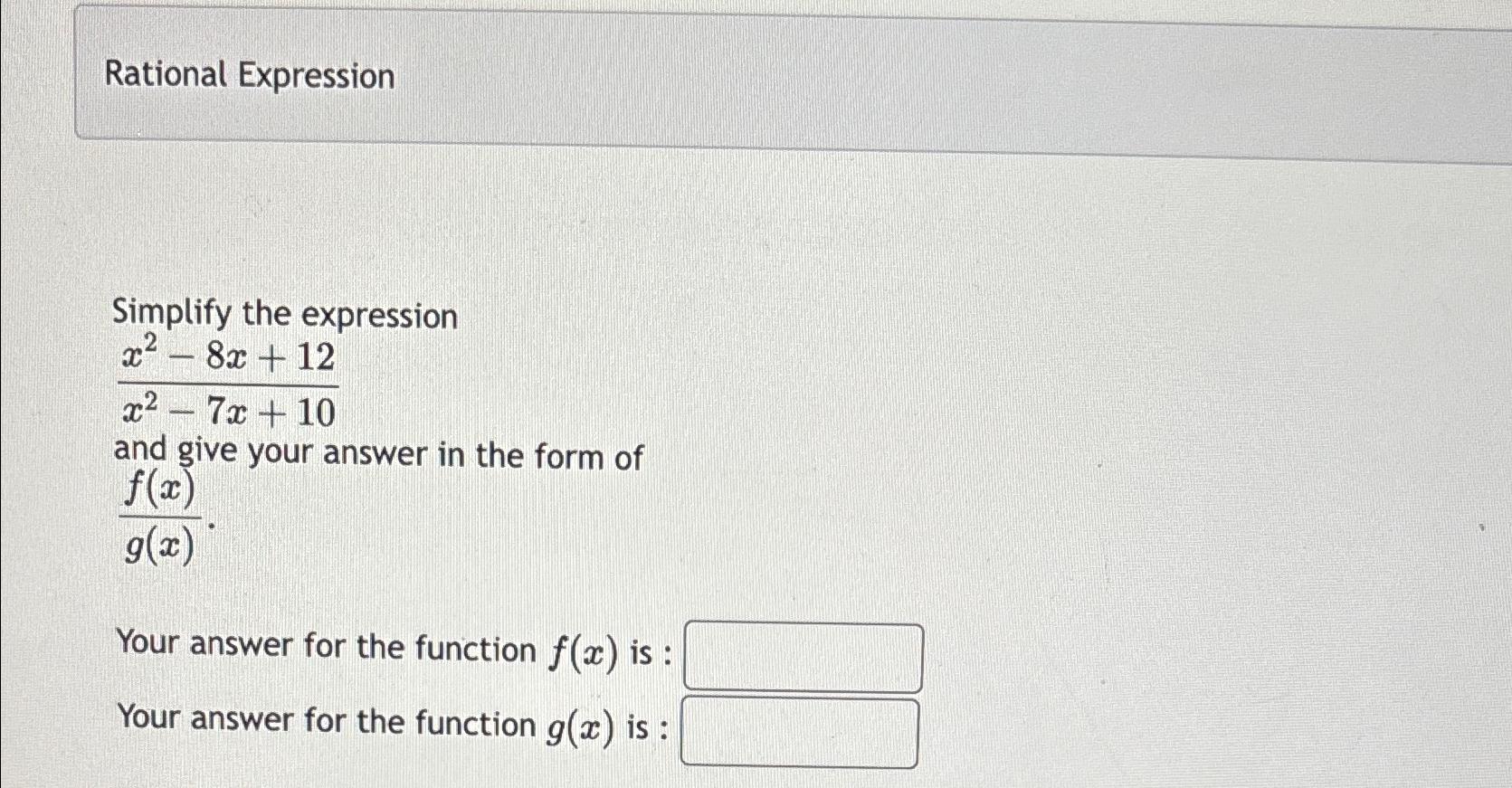 Solved Rational ExpressionSimplify the | Chegg.com