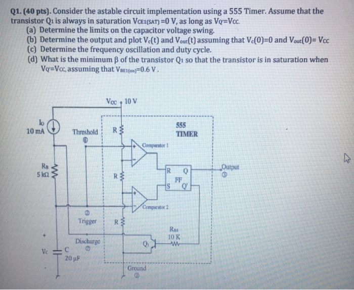 Solved Q1. (40 pts). Consider the astable circuit | Chegg.com