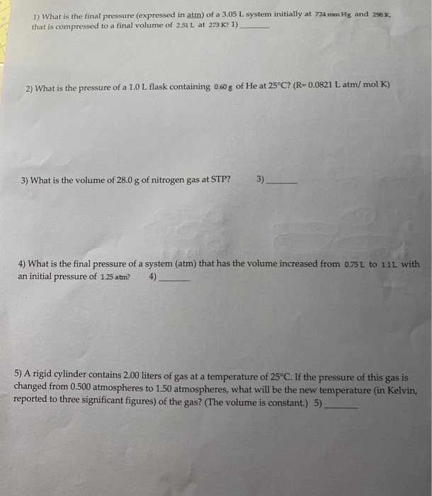 Solved 1) What is the final pressure (expressed in atm) of a | Chegg.com