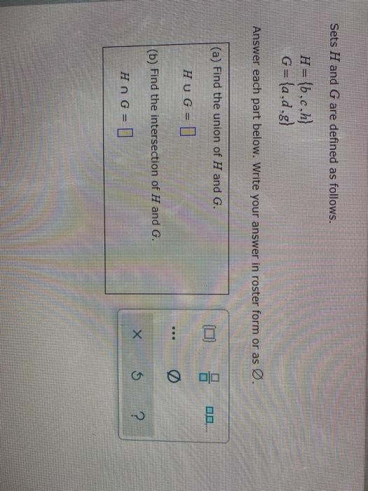 Solved Sets H and G are defined as follows. H={b.c.h} | Chegg.com