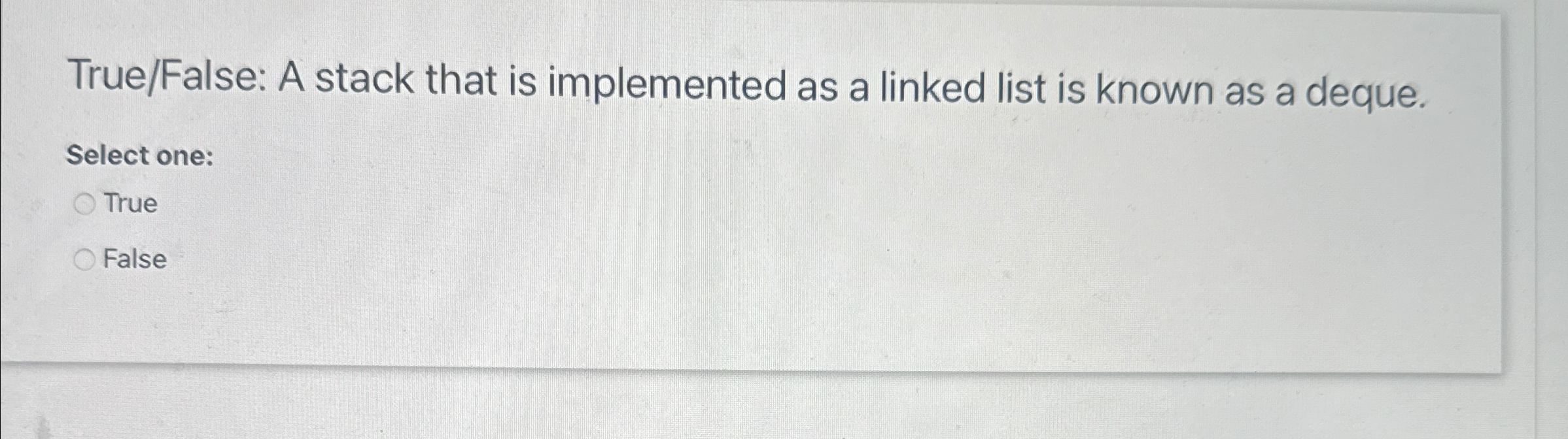 Solved True/False: A stack that is implemented as a linked | Chegg.com