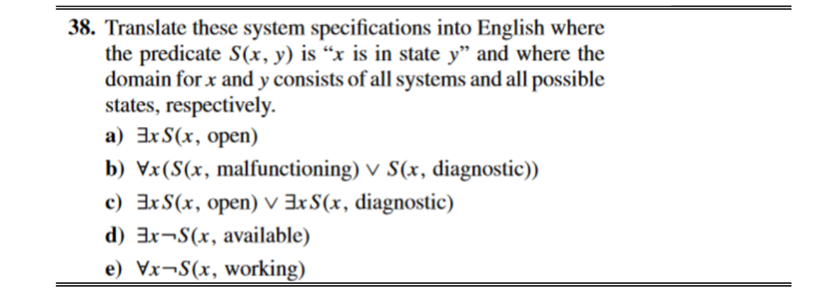 Solved Translate these system specifications into English | Chegg.com