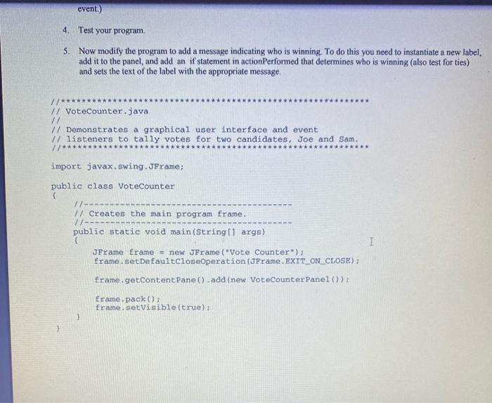 Solved Vote Counter, Revisited Chapter 4 had a lab exercise | Chegg.com