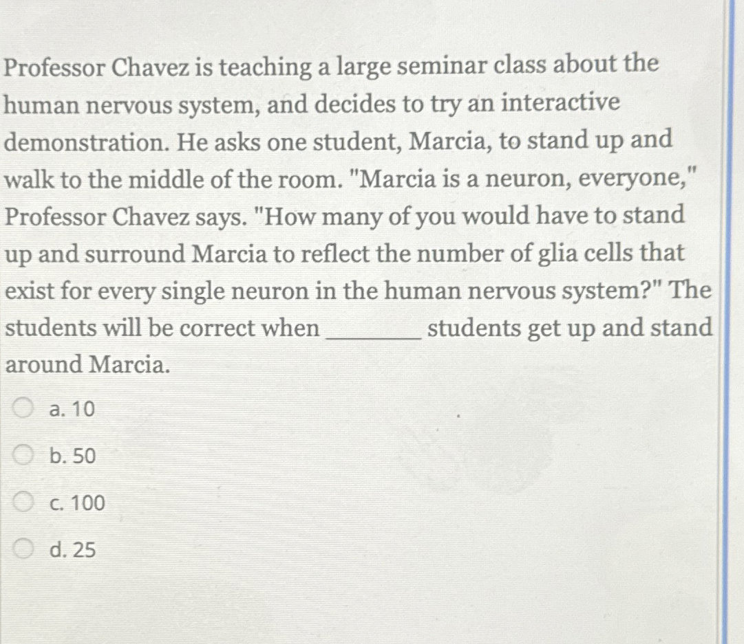 Solved Professor Chavez is teaching a large seminar class | Chegg.com