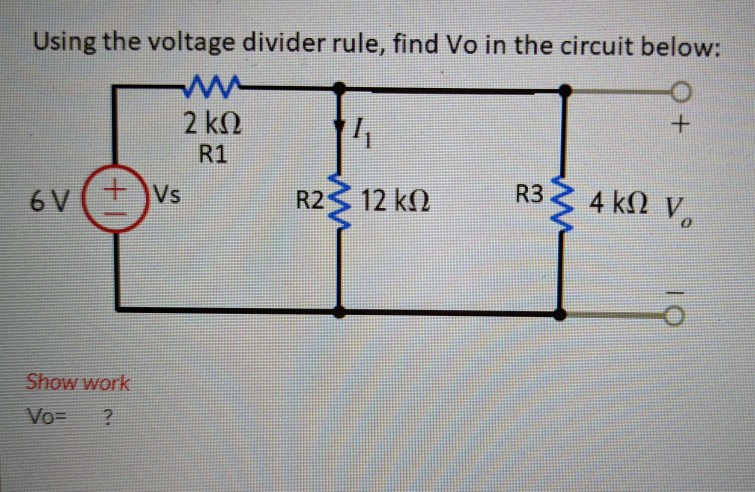 Solved Using the voltage divider rule, find Vo in the | Chegg.com