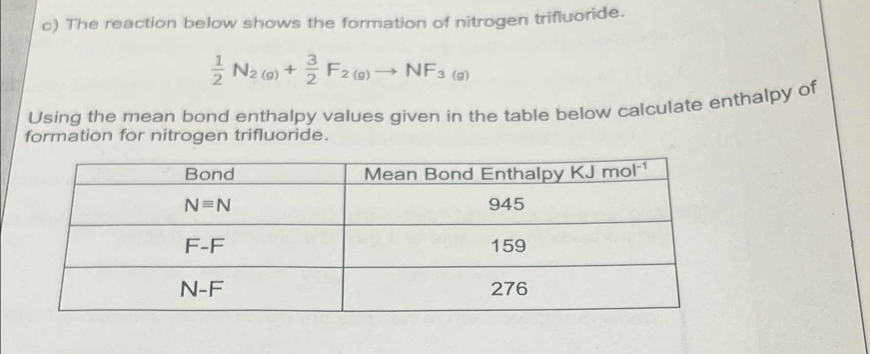 Solved c) ﻿The reaction below shows the formation of | Chegg.com