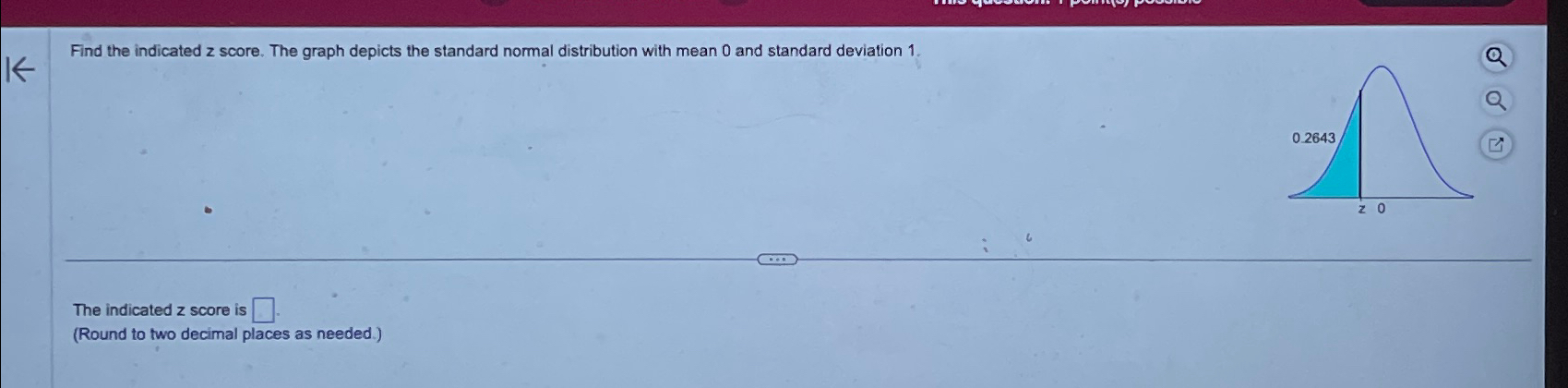 Solved Find the indicated z ﻿score. The graph depicts the | Chegg.com