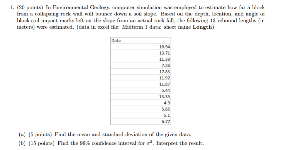 Solved (20 ﻿points) In ﻿Environmental Geology, computer | Chegg.com