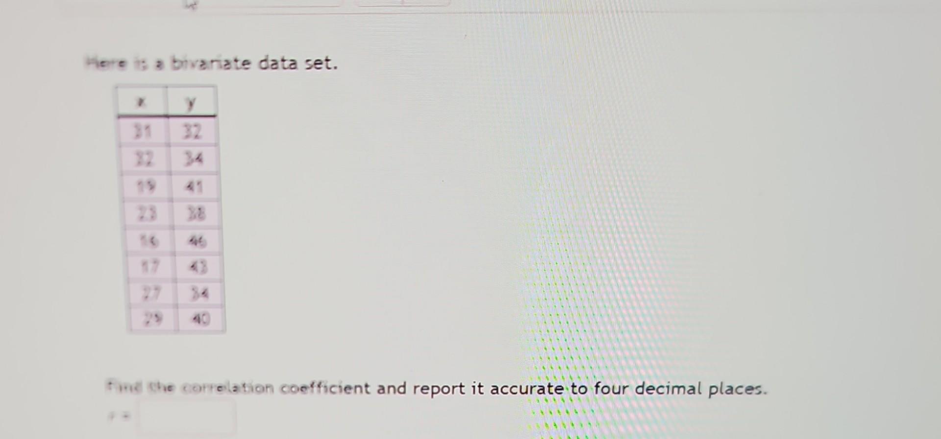 Solved Hete is a bivanate data set. the the contelation | Chegg.com