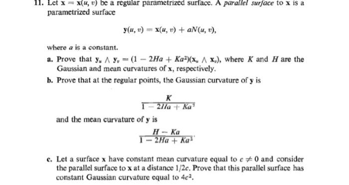 1. Let x=x(u,v) be a regular parametrized surface. A | Chegg.com