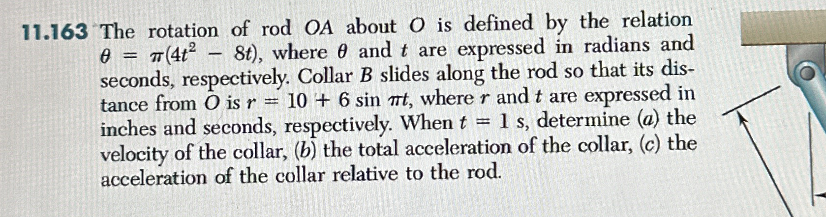 Solved 11.163 The rotation of rodOA about O is defined by | Chegg.com