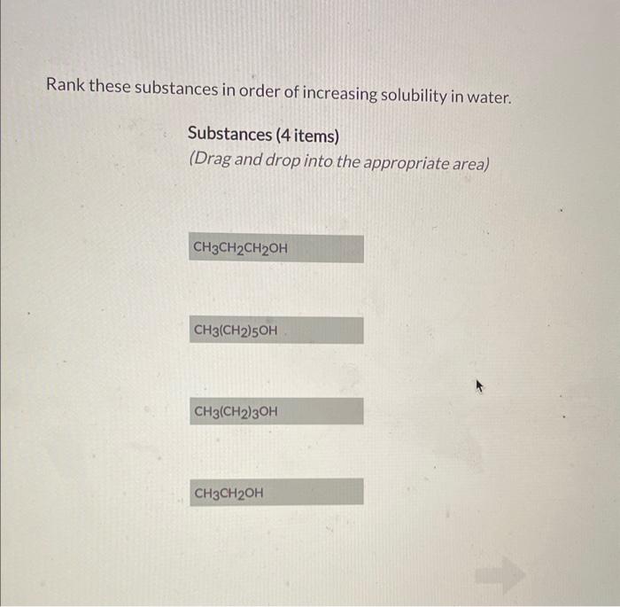 Solved Rank these substances in order of increasing | Chegg.com