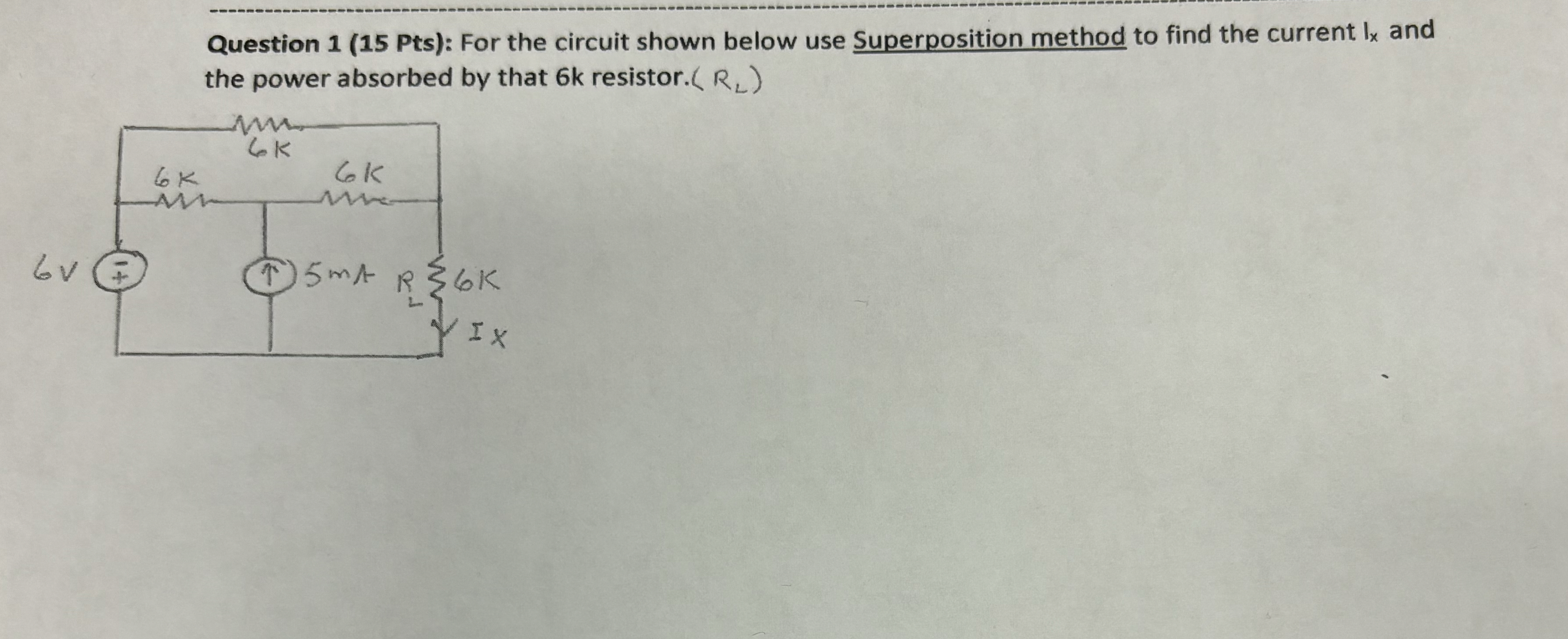 Solved Question 1 (15 ﻿Pts): For the circuit shown below use | Chegg.com