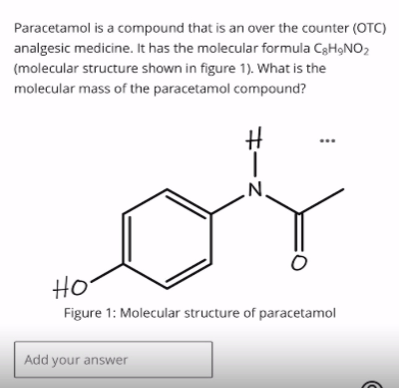 Solved Paracetamol is a compound that is an over the counter | Chegg.com