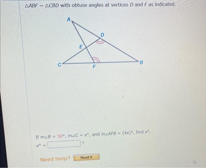 Solved AABF ACBD with obtuse angles at vertices D and F as | Chegg.com