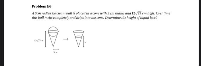 Solved A \\( 3 \\mathrm{~cm} \\) radius ice cream ball is | Chegg.com
