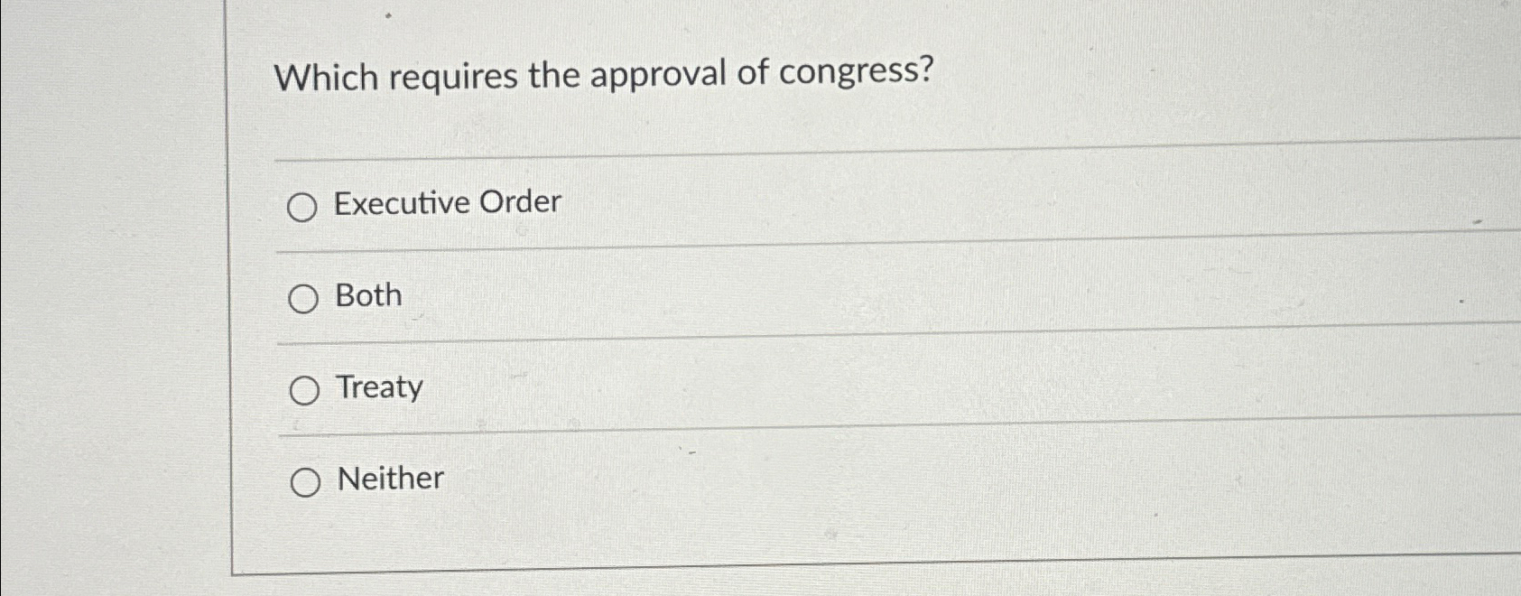 Solved Which requires the approval of congress?Executive | Chegg.com