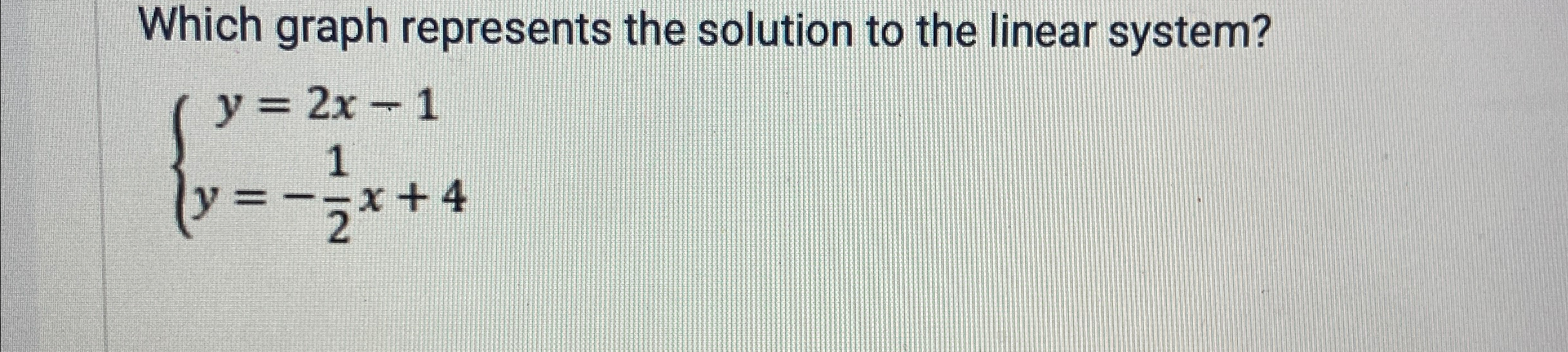 Solved Which graph represents the solution to the linear | Chegg.com