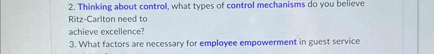 Solved Thinking about control, what types of control | Chegg.com
