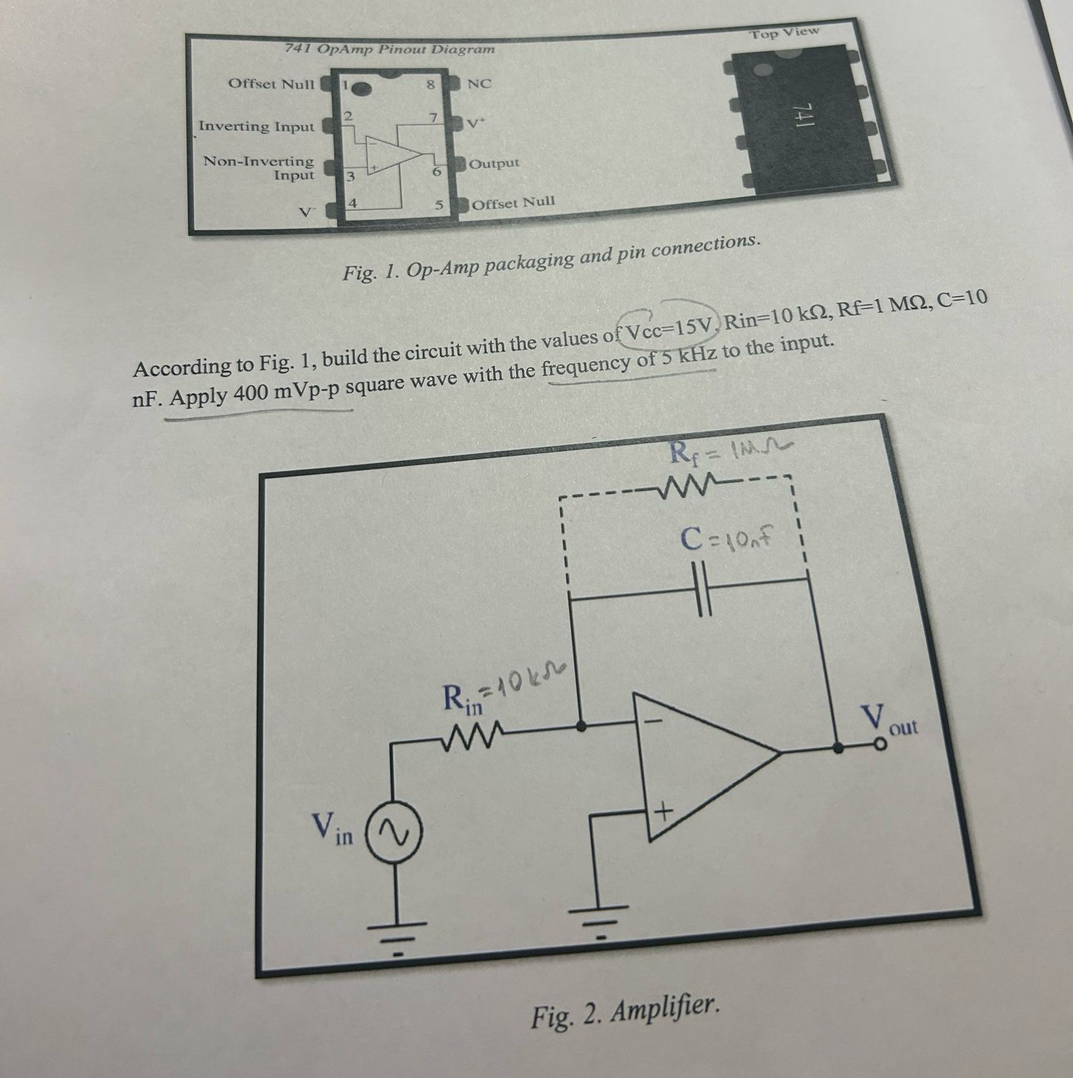 Solved Fig. 1. ﻿Op-Amp packaging and pinAccording to Fig. 1, | Chegg.com