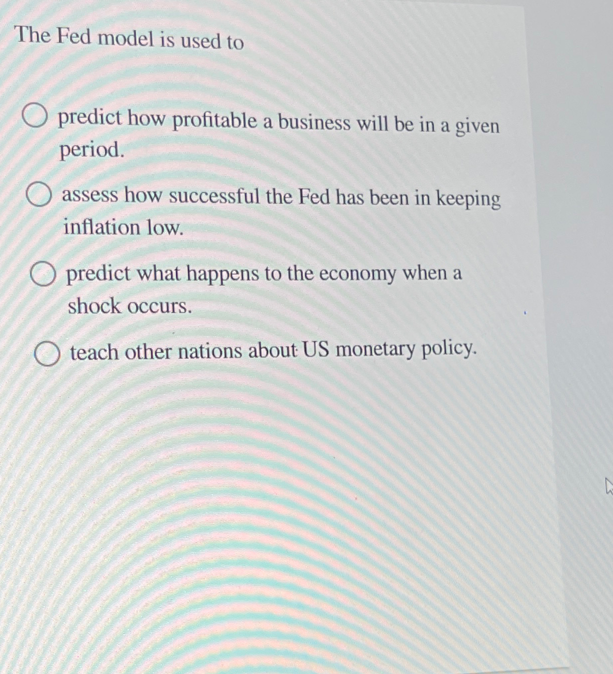 Solved The Fed model is used topredict how profitable a | Chegg.com