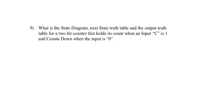 Solved 9) What is the State Diagram, next State truth table | Chegg.com