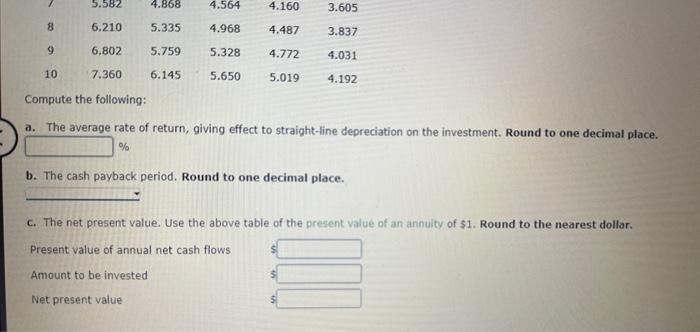 Solved Average rate of return, cash payback period, net | Chegg.com Solved Average rate of return, cash payback period, net | Chegg.com