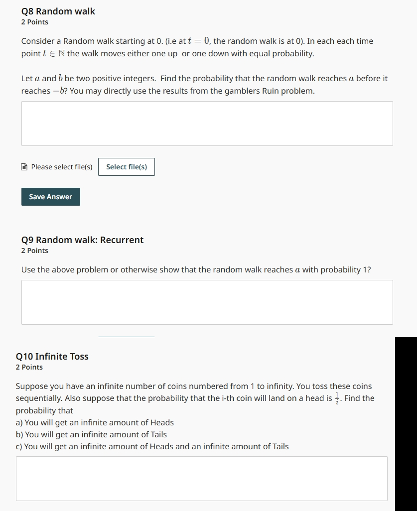 Solved Q8 ﻿Random walkConsider a Random walk starting at | Chegg.com