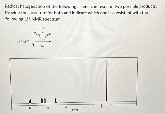 Solved Radical halogenation of the following alkene can | Chegg.com