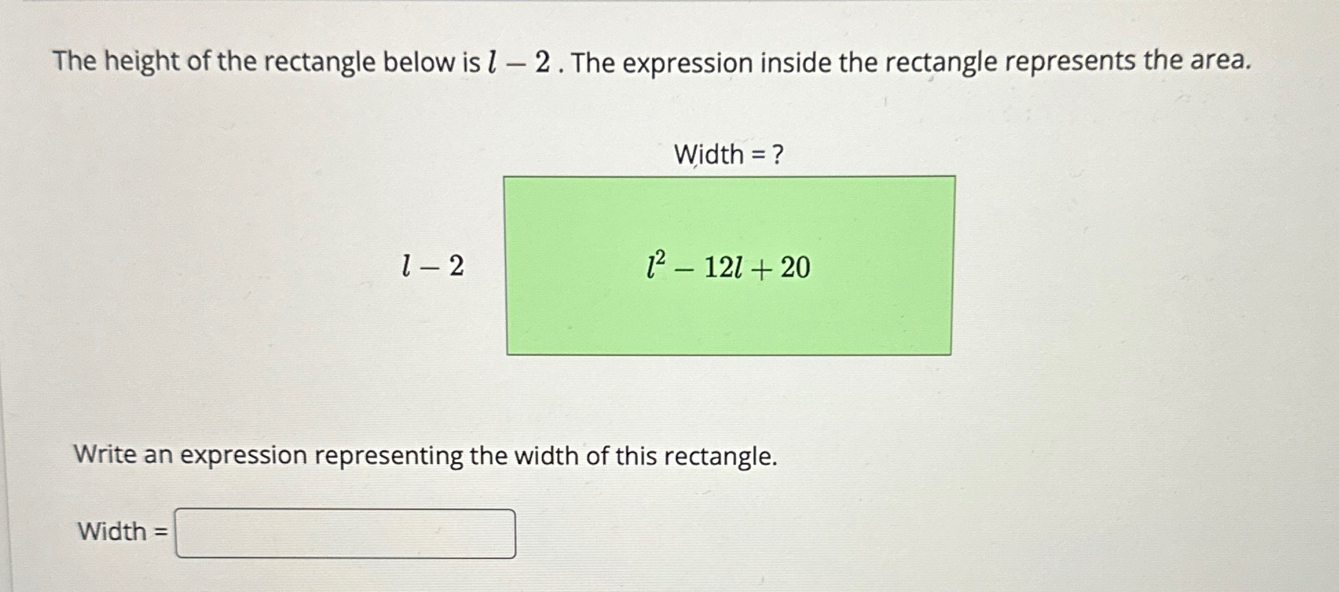Solved The height of the rectangle below is l-2. ﻿The | Chegg.com