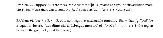 Solved Problem 93. Suppose A,B are measurable subsets of | Chegg.com