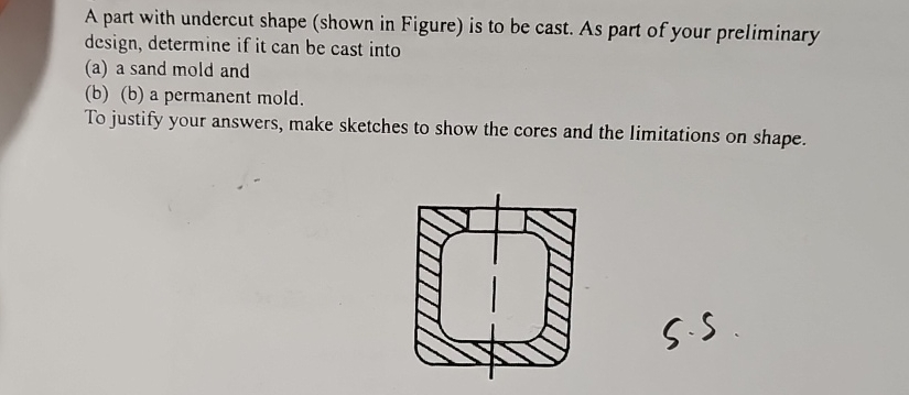 Solved A part with undercut shape (shown in Figure) ﻿is to | Chegg.com