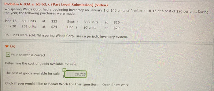 Solved Problem 6-03A a, b1-b2, c (Part Level Submission) | Chegg.com