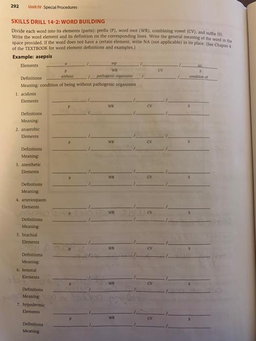 Solved SKILLS DRILL 14-2: WORD BUILDING Divide each word | Chegg.com