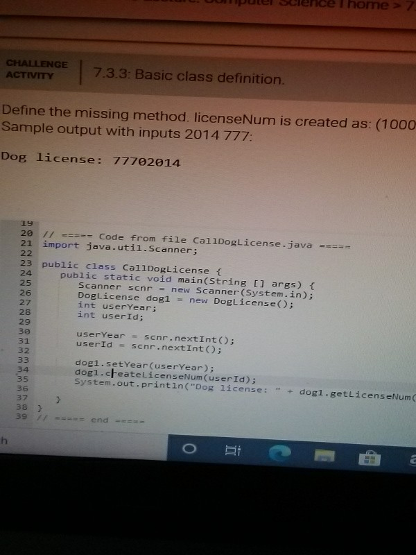 Answered: home CHALLENGE ACTIVITY 7.3.3: Basic class defini Answered: home CHALLENGE ACTIVITY 7.3.3: Basic class defini