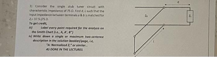 Solved 3) Consider the single stub tuner circuit with | Chegg.com