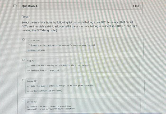 Solved (Edgar) Select the functions from the following list | Chegg.com