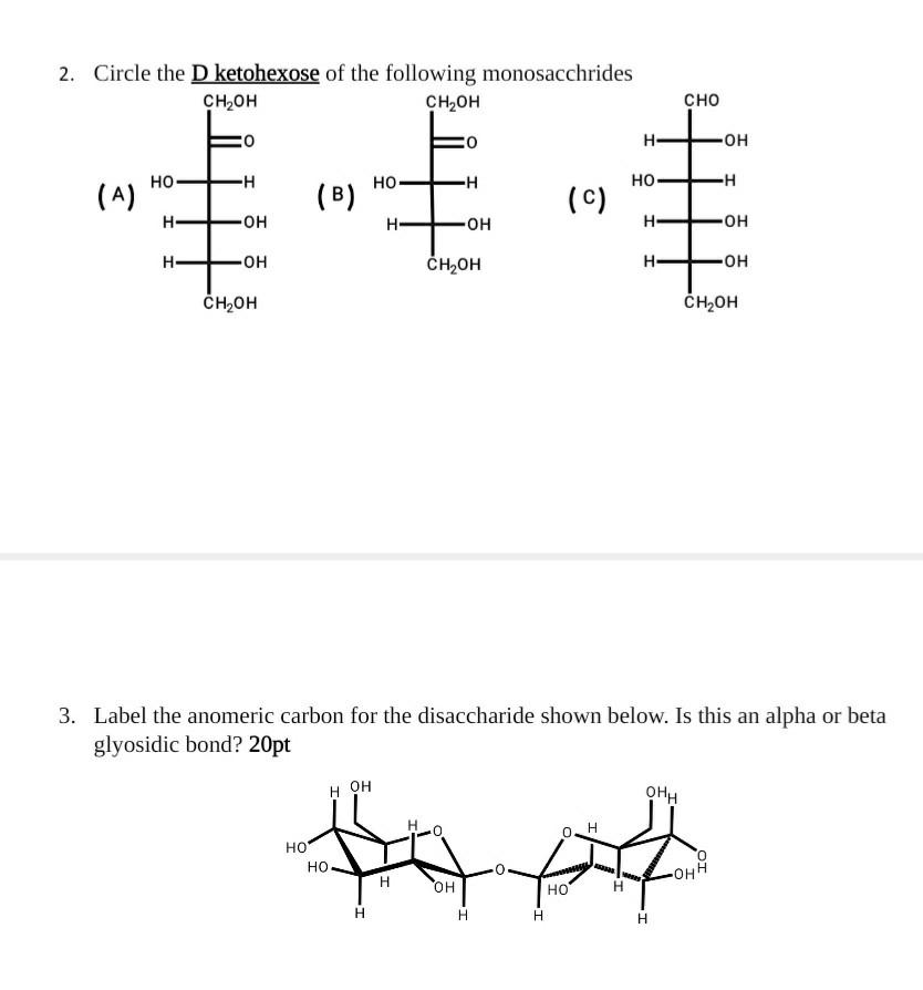 Solved 2. Circle the D ketohexose of the following | Chegg.com