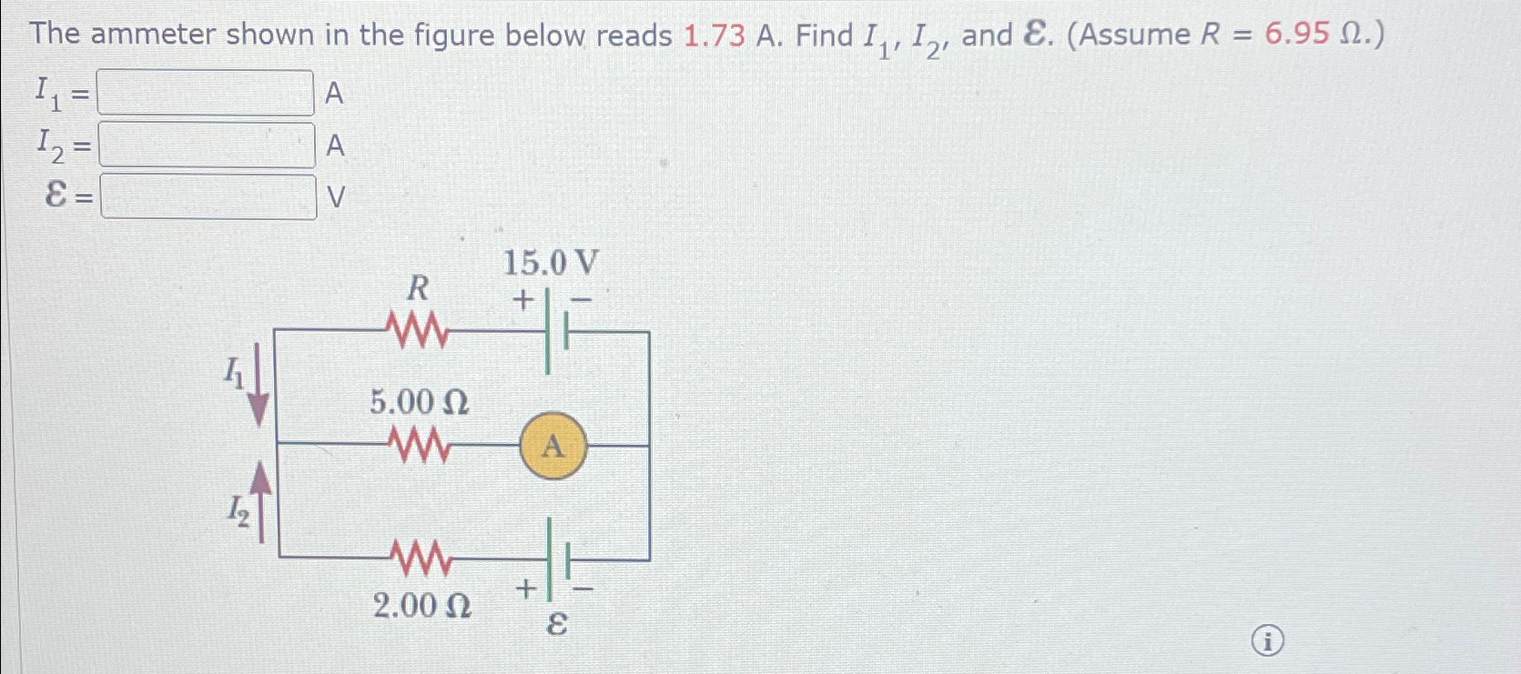 Solved The ammeter shown in the figure below reads 1.73A. | Chegg.com