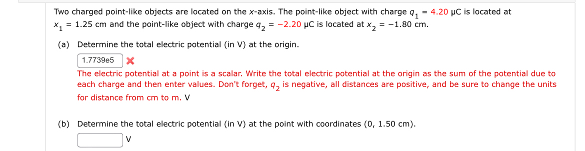 Solved Two charged point-like objects are located on the | Chegg.com
