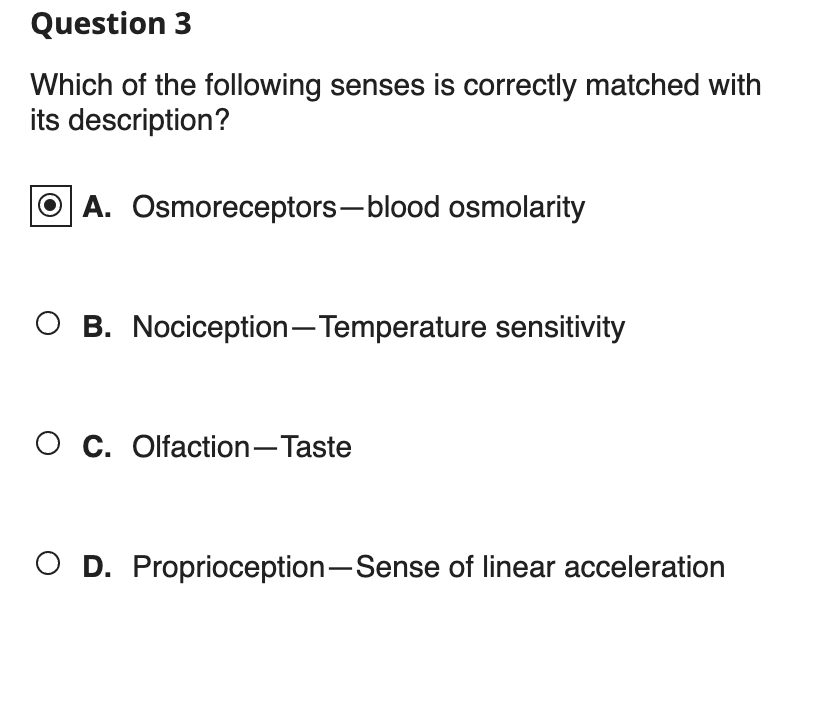 Solved Question 3Which of the following senses is correctly | Chegg.com