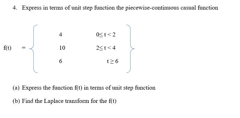 Express in terms of unit step function the | Chegg.com
