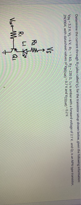 Solved Determine the current through R2 (also called Ic), | Chegg.com