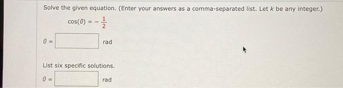Solved Solve the given equation. (Enter your answers as a | Chegg.com