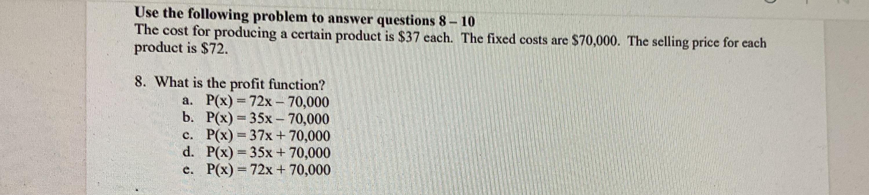Solved Use the following problem to answer questions | Chegg.com
