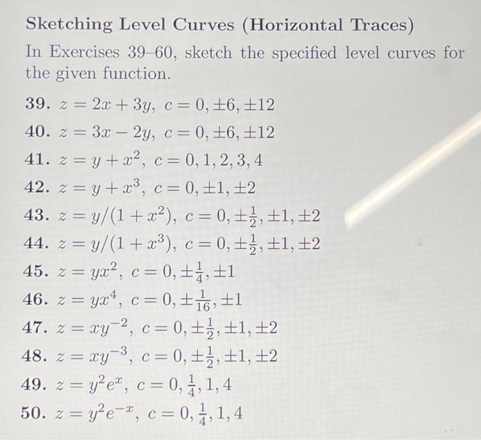 Solved Sketching Level Curves (Horizontal Traces) In | Chegg.com