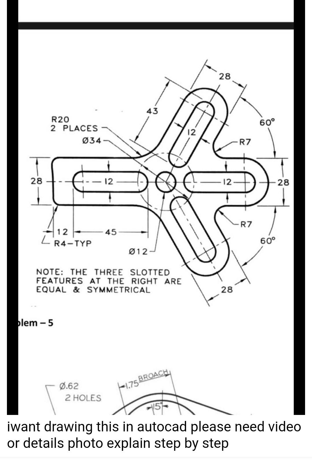 Solved 28 43 60° R20 2 PLACES 034 R7 28 12 12 28 R7 45 12 L | Chegg.com