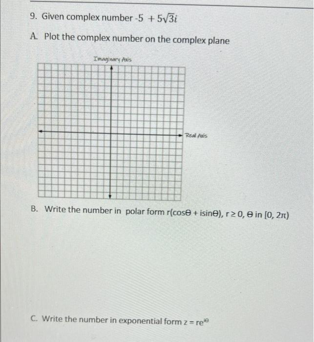 Solved A. Plot the complex number on the complex plane | Chegg.com